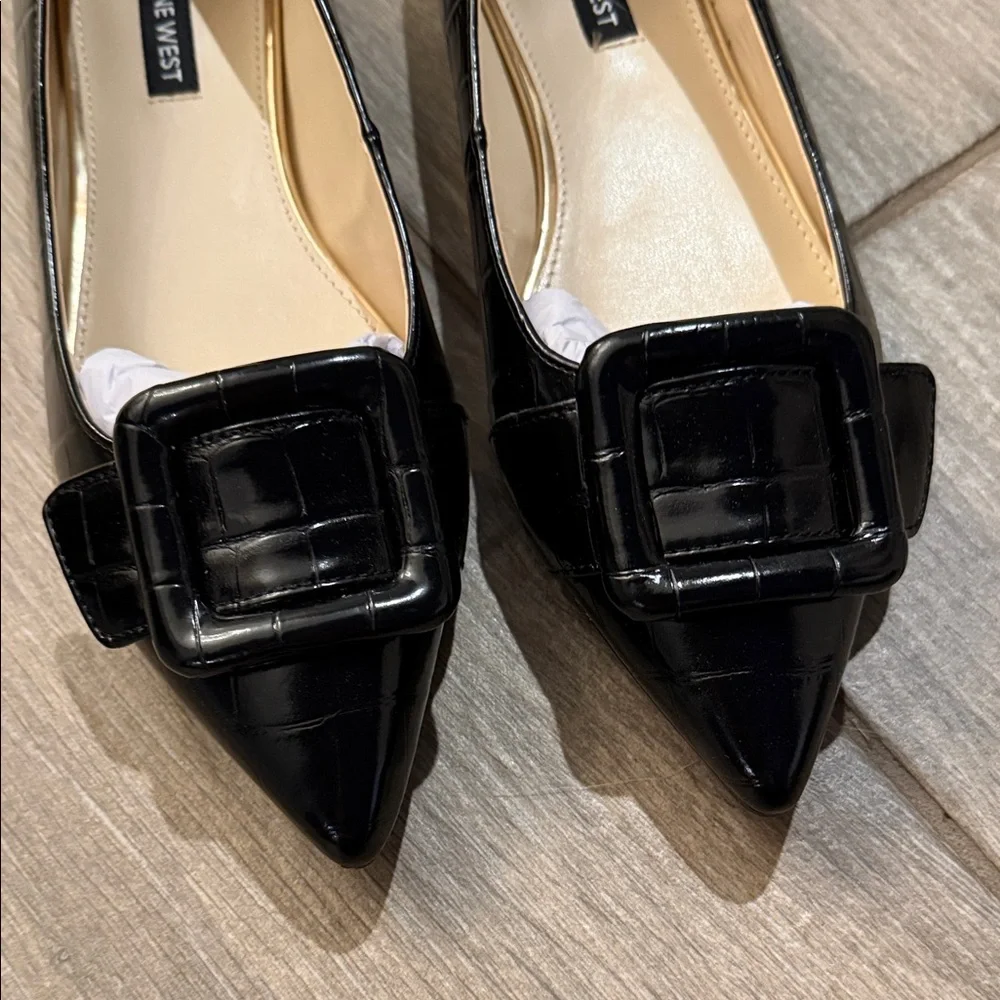 Nine West | Shoes | New Nine West Jesike Croc Buckle Flats Sz 75 M ...
